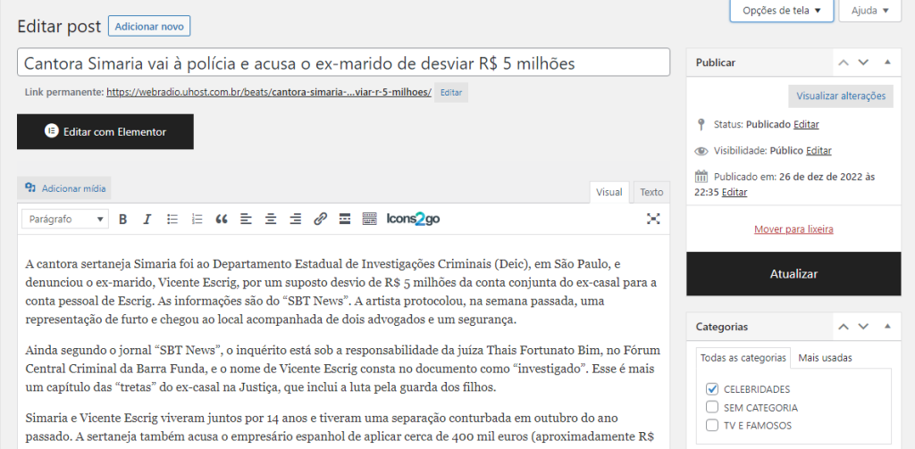 Como criar um post de notícia? – uHOST