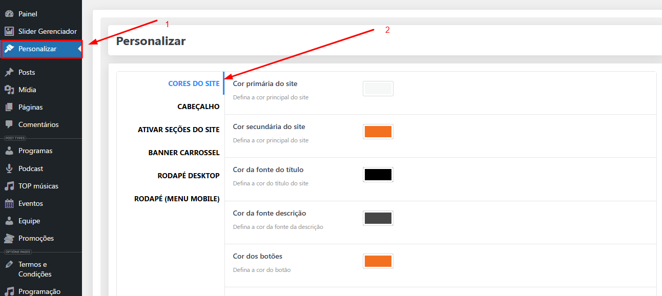 Como personalizar as cores do site? – uHOST